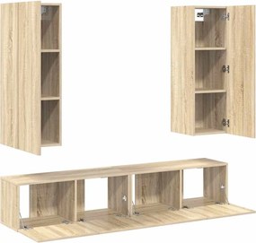 4dílný set TV skříněk dub sonoma kompozitní dřevo 3078981