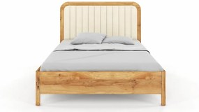 Dubová postel s čalouněným čelem Modena - bezbarvý olej   Dub přírodní 140x200 cm
