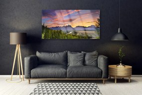 akrylový obraz Hora Les Slunce Příroda 120x60 cm