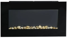 HOMCOM Elektrický krb s LED efektem plamene,1000/2000W, nástěnný krb v 7 barvách, elektrický krb s dálkovým ovládáním, nástěnný, černý | Aosom