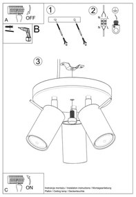 Sollux SL.1016 - Bodové svítidlo RING 3xGU10/10W/230V černá