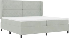 Postel s boxspringem s čelo Světle šedá 200 x 200 cm samet 3340892