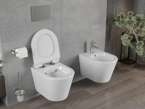 Mexen Rico závěsné wc Rimless s toaletním sedátkem Slim z duroplastu, bílá - 30720100