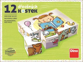 Dino obrázkové kostky hezký den, 12 kostek
