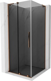 Mexen Velar L, sprchový kout s posuvnými dveřmi 110 x 110 cm, 8mm šedé sklo, růžové zlato, 871-110-110-43-60