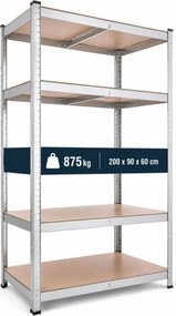 AREBOS Dílenský regál 200 x 90 x 60 cm 875 kg - stříbro