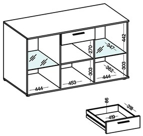 Obývací stěna SALSA + komoda | 235 cm + 140 cm | old wood style/matera