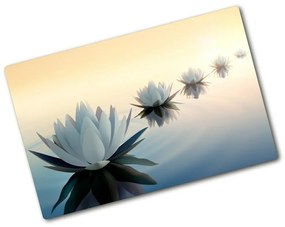 Wallmuralia Deska na krájení skleněná Květy lotosu 80x52 cm