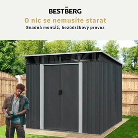 Zahradní domek BestBerg ZDSL-6S / 6,6 m² / 238 x 279 x 203 cm / světle šedá