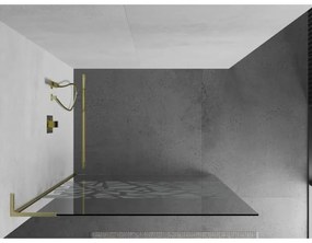 Mexen Kioto L, sprchová zástěna Walk-In 90 x 200 cm, 8mm čiré sklo bílý vzor, ​​zlatý matný profil, 800-090-103-55-85
