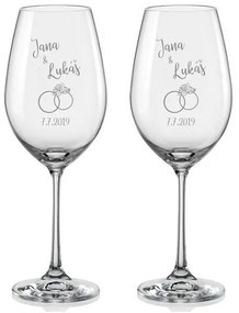 Svatební skleničky na víno Prstýnek s květy, 2 ks