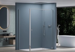 Cerano Santini, sprchový kout s křídlovými dveřmi 100(dveře) x 100(stěna) x 195 cm, 6mm čiré sklo, chromový profil, CER-CER-426223