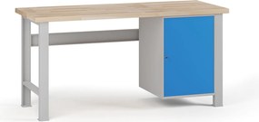 Dílenský pracovní stůl G7, buková spárovka, 1700 x 685 x 840 mm, 1x skříňka, modrá