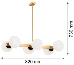 Argon 2549 - Lustr na tyči FREEMONT 6xE27/15W/230V zlatá/bílá/černá