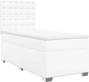 Box spring postel s matrací bílá 80 x 200 cm umělá kůže 3290697