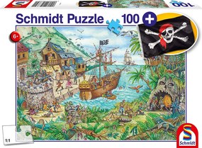 Puzzle schmidt puzzle v pirátské zátoce 100 dílků + dárek (pirátská vlajka)
