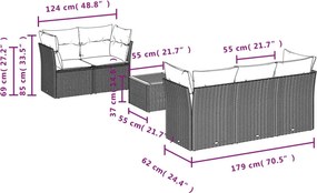 6dílná zahradní sedací souprava s poduškami béžová polyratan 3223482