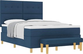 Postel s boxspringem s čelo Modrá 200 x 140 cm textil 3344309