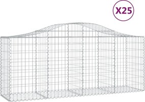 vidaXL Klenuté gabionové koše 25ks 200x50x80/100 cm pozinkované železo [3145635]