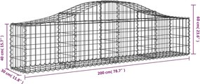 Klenuté gabionové koše 4 ks 200x30x40/60 cm pozinkované železo 3145369