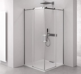 Polysan Sapho, THRON LINE SQUARE čtvercový sprchový kout 1100x1100mm, hranaté pojezdy, rohový vstup