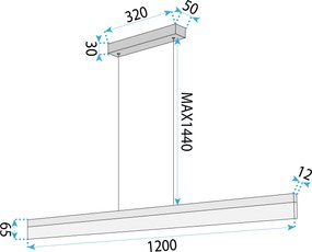 Toolight Závěsné stropní LED osvětlení APP1694-CP 120 cm zlatá kartáčovaná