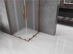 Mexen Velar L Duo, sprchový kout s posuvnými dveřmi 100 x 100 cm, 8mm sklo námraza, růžové zlato, 871-100-100-02-33-60