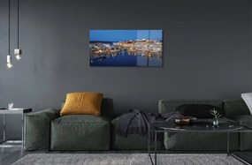 Obraz na skle Město v noci Řecko Coast 100x50 cm