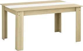 HOMCOM Moderní jídelní stůl obdélníkový pro 4-6 osob, nosnost 100 kg, pro obývací pokoj 140x89,5x75 cm bílý a dubový | Aosom