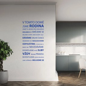 GLIX Rodinná pravidla - samolepka na zeď Oranžová 50 x 100 cm
