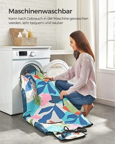 Pikniková deka, plážový koberec 200 x 150 cm, s barevným vzorem listů