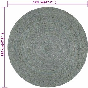 Ručně vyrobený koberec z juty kulatý 120 cm olivově zelený 133669