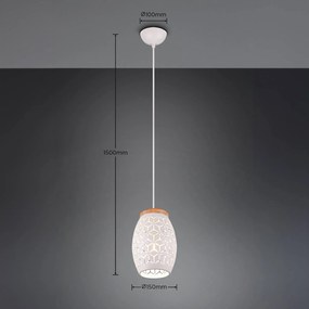 Závěsná lampa Bidar, Ø 15 cm, matná bílá, kov