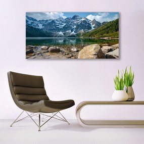 Plexisklo-obraz Hory Les Jezero Kameny 120x60 cm