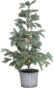Zelený vánoční borový stromek Fleur se 60 LED světýlky a košíkem – Ø 50*90 cm