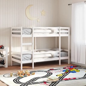 Patrová postel bílá 80 x 200 cm masivní borové dřevo 3284216