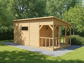 nejzahradnidomek.cz - Dřevěný domek VERBENA s terasou - Premium, barva natur, (2,7 × 5,45 m), RT_VERBENA2