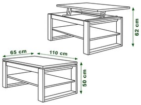 Konferenční stolek rozkládací Porti (dub sonoma)