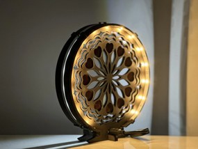 Li-Go "Srdce, karneolová mandala" Stolní lampa 20x22 cm černá s patinou