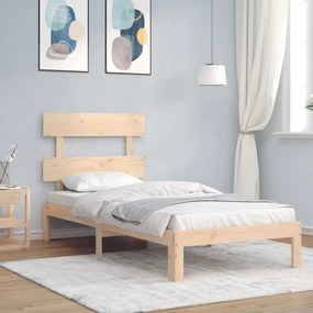 vidaXL Rám postele s čelem 100 x 200 cm masivní dřevo [3193522] Barva: Přírodní