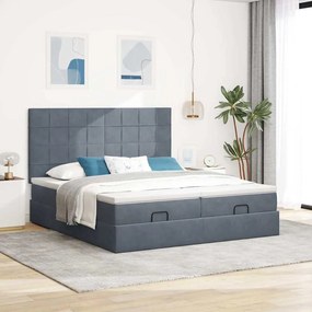 Osmanský rám postele s matracíes tmavě šedá 160x200cm samet 3314616