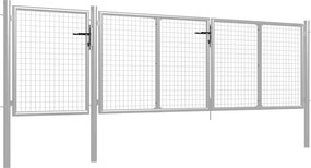 Zahradní brána ocelová 400 x 100 cm stříbrná 144347