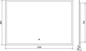 Mexen Navia zrcadlo do koupelny s podsvícením 120 x 80 cm, LED 6000K, antifog - 9803-120-080-611-00