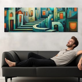 Obraz na plátně - Ulička se schody v Maurient FeelHappy.cz Velikost obrazu: 120 x 40 cm