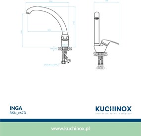 Kuchinox Inga, stojánková dřezová baterie s F výtokem, černá, LAV-BKN_767D