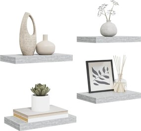 Plovoucí nástěnné police 4 ks betonově šedé 40x23,5x3,8 cm MDF 326593