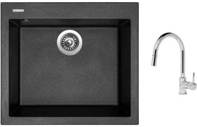 Set Sinks CUBE 560 Metalblack + baterie Sinks MIX 35 P chrom