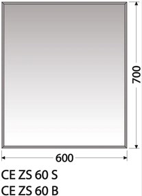 INTEDOOR Centino zrcadlo v hliníkovém rámu s LED osvětlením CE ZS 60 S/B