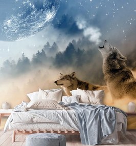 Gario Fototapeta Vytí vlka a měsíc Materiál: Vliesová, Rozměry: 100 x 100 cm