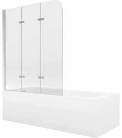 Mexen Vega obdélníková vana 150 x 70 cm s pláštěm a 3-křídlovou zástěnou 120 cm, Průhledné, Chromovaná - 550115070X9012030100